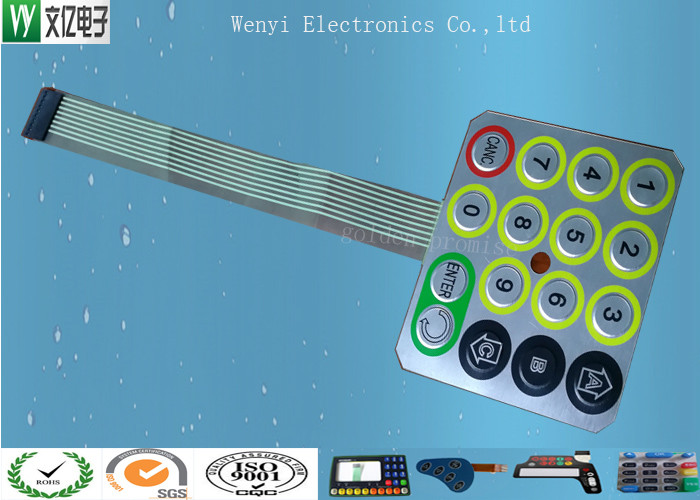 Perawatan Kawat Menggambar Logam Dome Membrane Switch Efek Cermin Perak ...